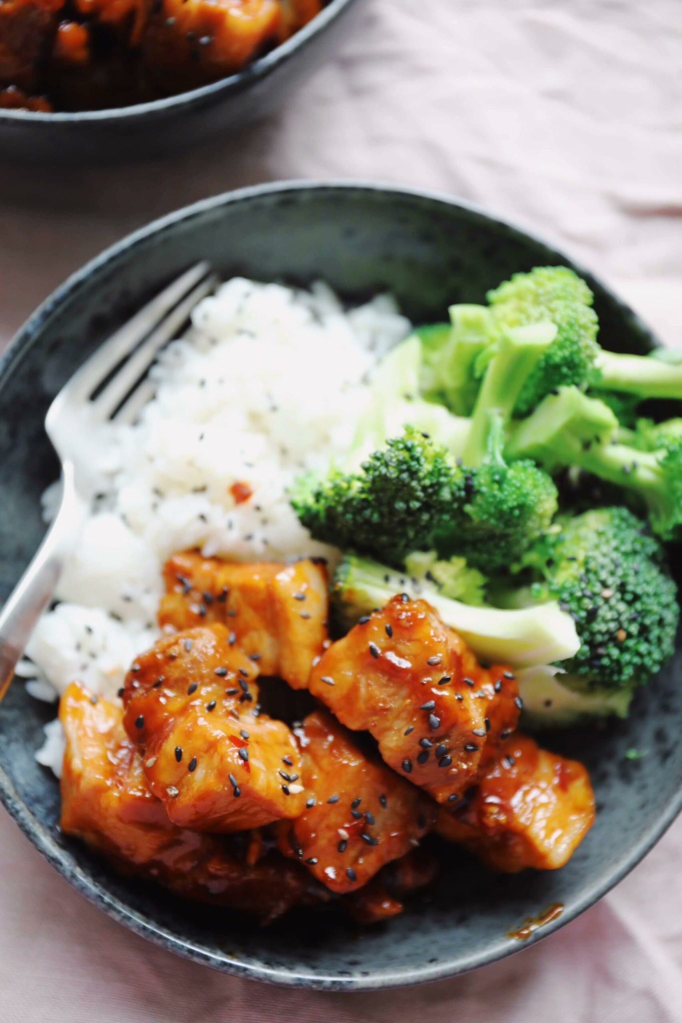 Asiatisk svinekød med ris og broccoli - Asiatisk svinekød i sticky ...