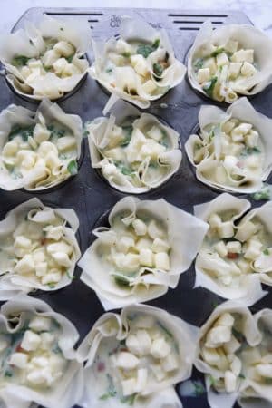 Mini filo tarts with spinach and bacon - Frederikke Wærens