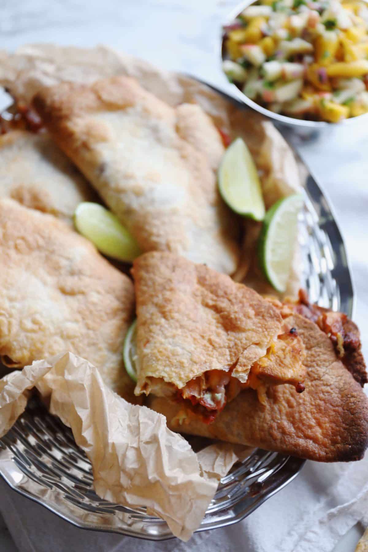 Baked tortillas with chicken - Crispy tortillas baked with filling