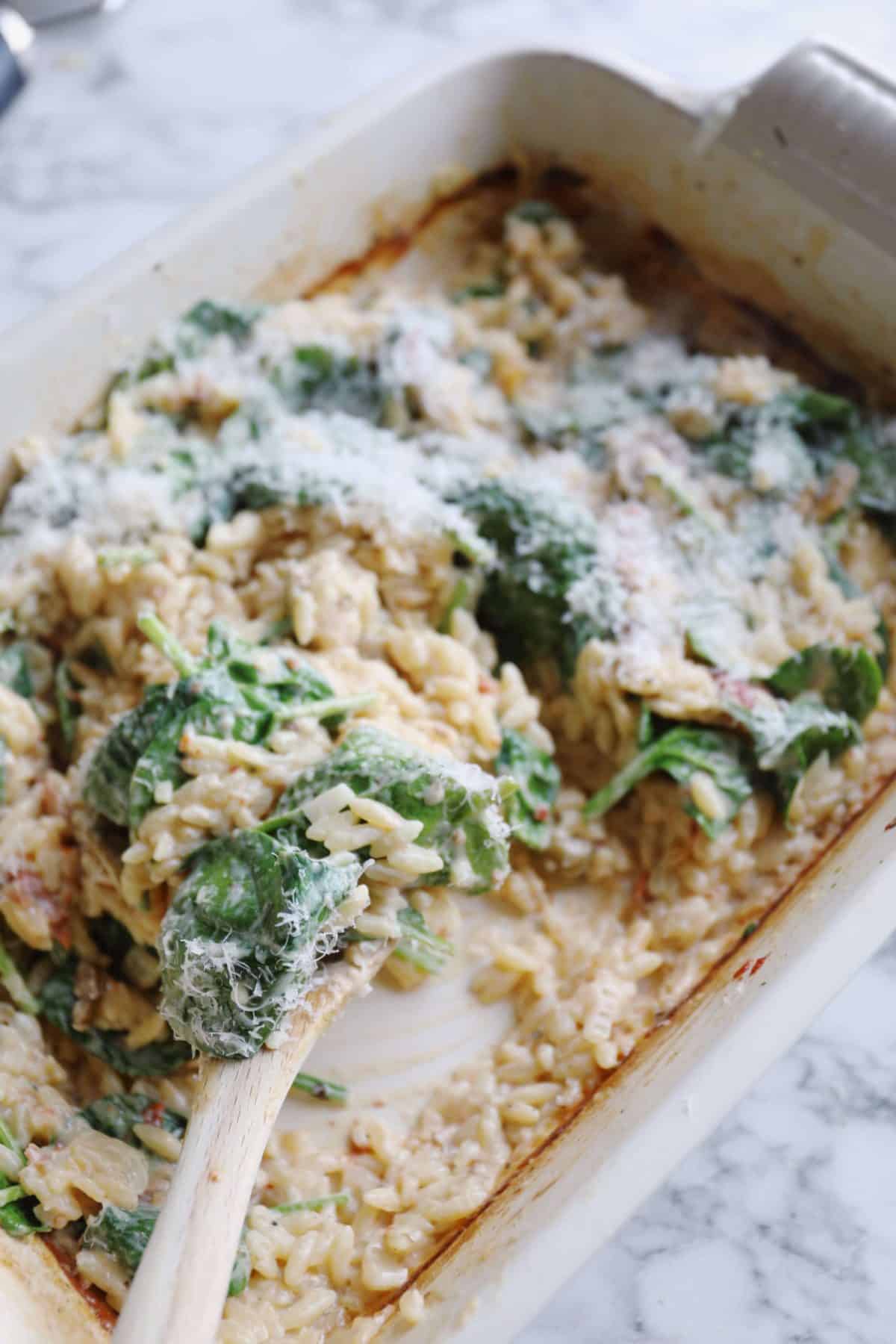 Baked orzo with cream cheese