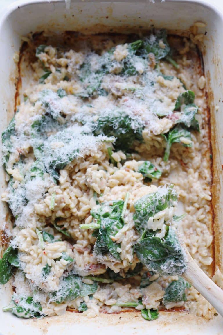 Baked orzo with cream cheese