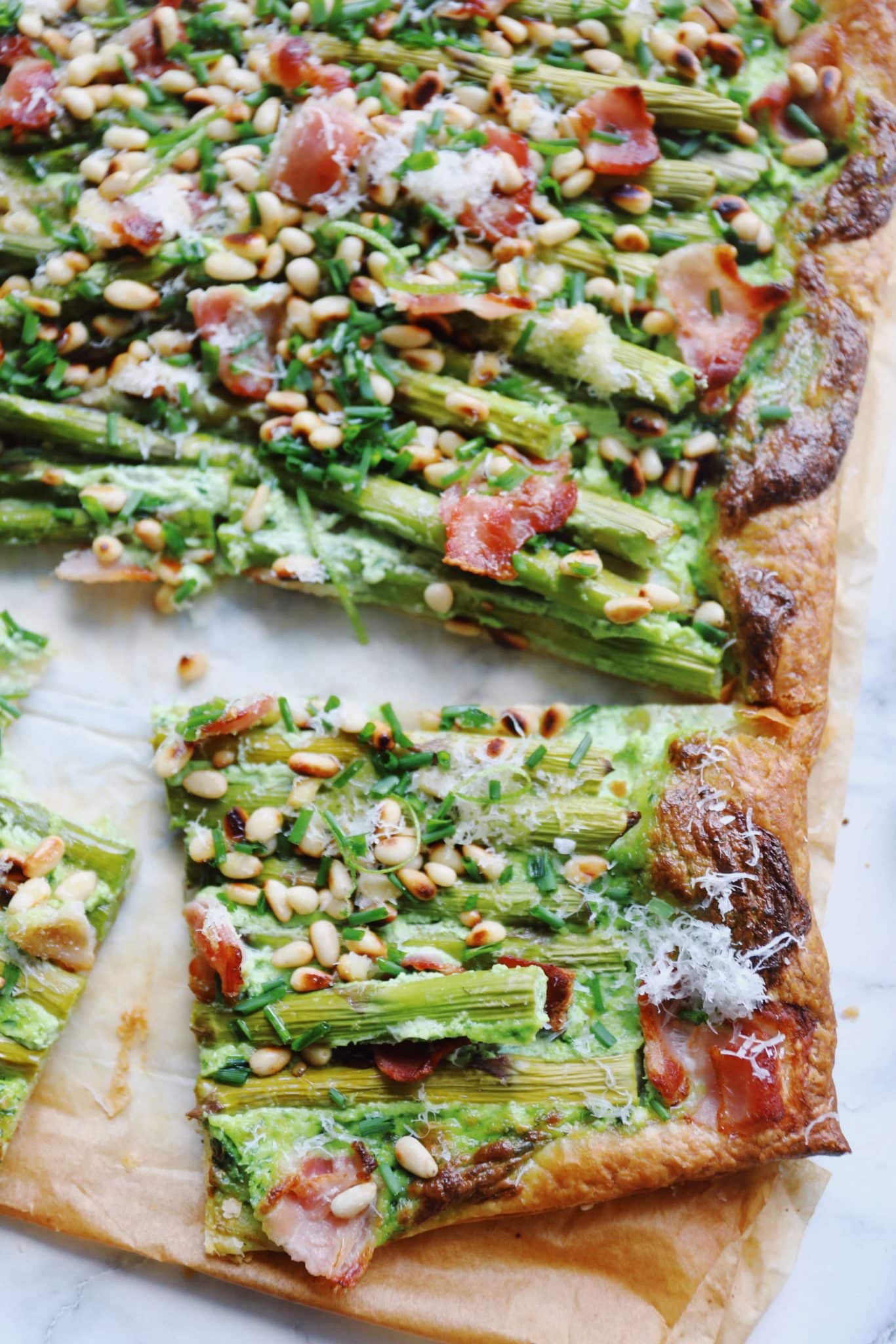 Butterdejstærte med asparges og bacon - Nem butterdejstærte