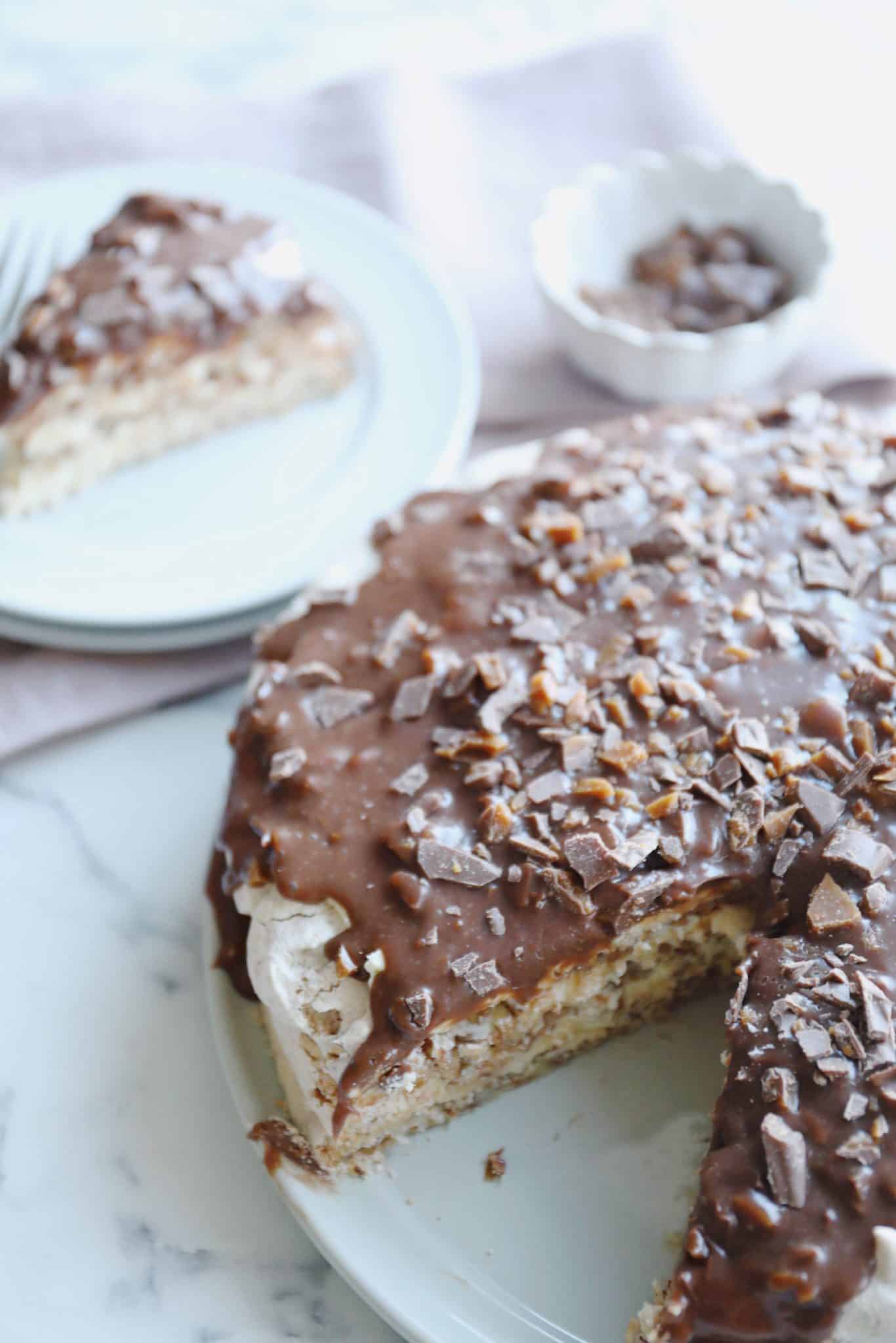 Daim Tart - Daim Cake with Almond Bases and Ganache