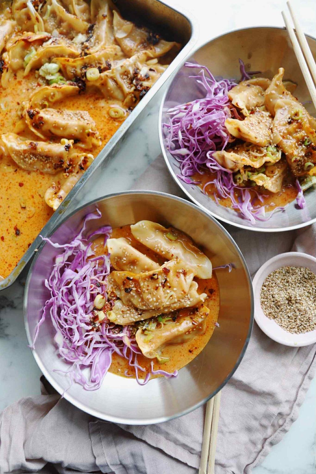 One Pan Gyoza – Oven-Baked Gyozas in Creamy Sauce